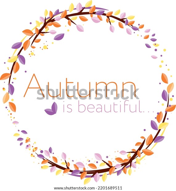 Autumn Beautiful Cute Circle Frame Autumn Stock Vector (Royalty Free ...