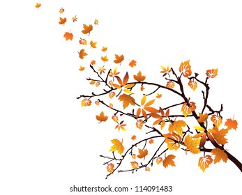 Falling Autumn Trees Vector Art Illustration Stock Vector (Royalty Free ...