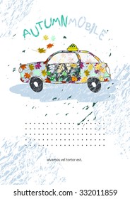 Autumn Car Illustration Vector Design Template Stock Vector (Royalty ...