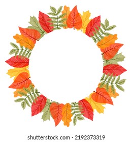Autumn Cute Round Frame Leaves Template Stock Vector (Royalty Free ...