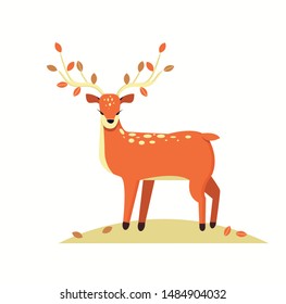 Autumn Deer Cute Vector Illustration Stock Vector (Royalty Free ...