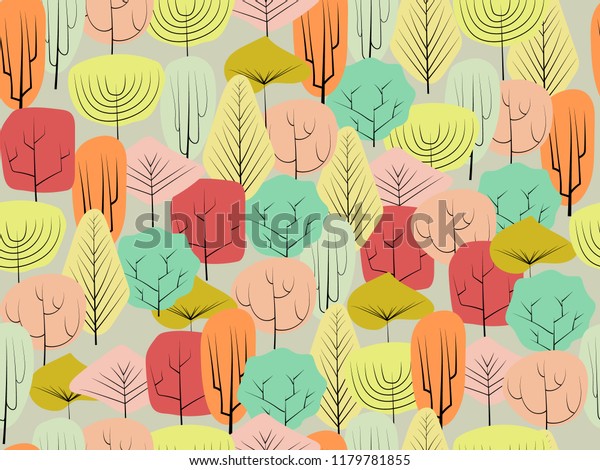 Autumn Forest Seamless Pattern Vector Illustration Stock Vector ...