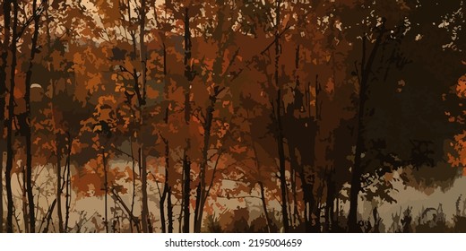 Autumn Horizontal Banner Background Autumn Forest Stock Vector (Royalty ...