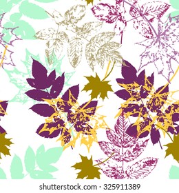 Autumn Imprint Leaves Pattern Background Colored Stock Vector (Royalty ...