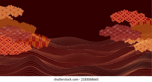 Autumn Japanese Pattern Wave Background Stock Vector (Royalty Free ...