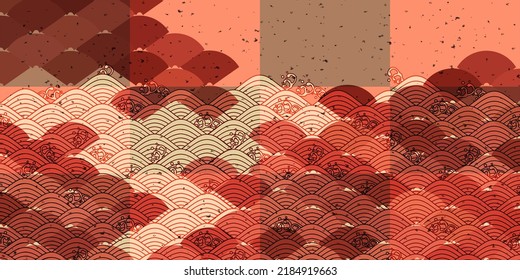 Autumn Japanese Pattern Wave Background Stock Vector (Royalty Free ...