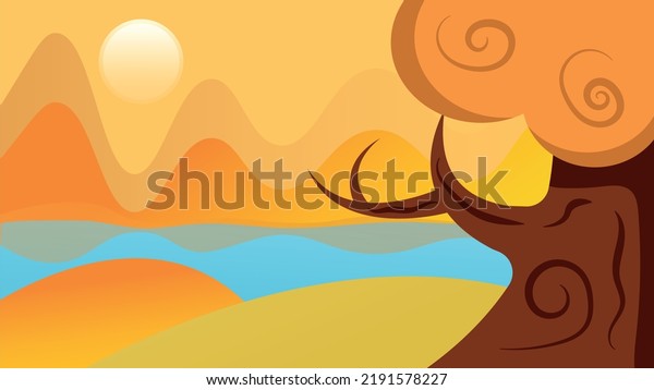 Autumn Landscape Drawing Vector Art Stock Vector (Royalty Free ...