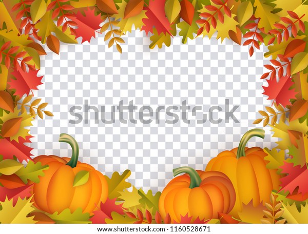 Autumn Leaves Pumpkins Border Frame Space 库存矢量图（免版税）1160528671