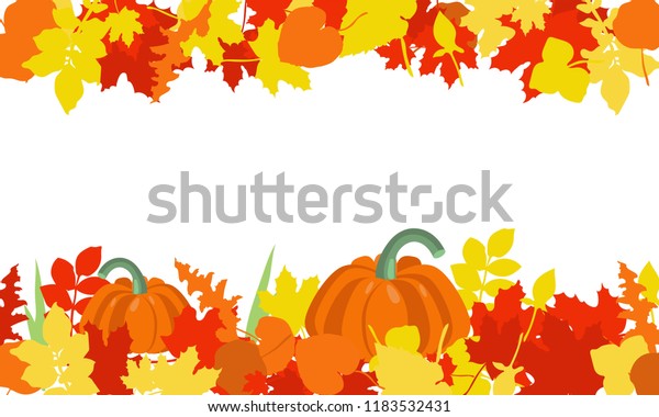 Autumn Leaves Pumpkins Border Frame Space Stock Vector (Royalty Free ...