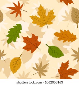 Autumn Leaves Seamless Pattern Scattered Colorful Stock Vector (Royalty ...