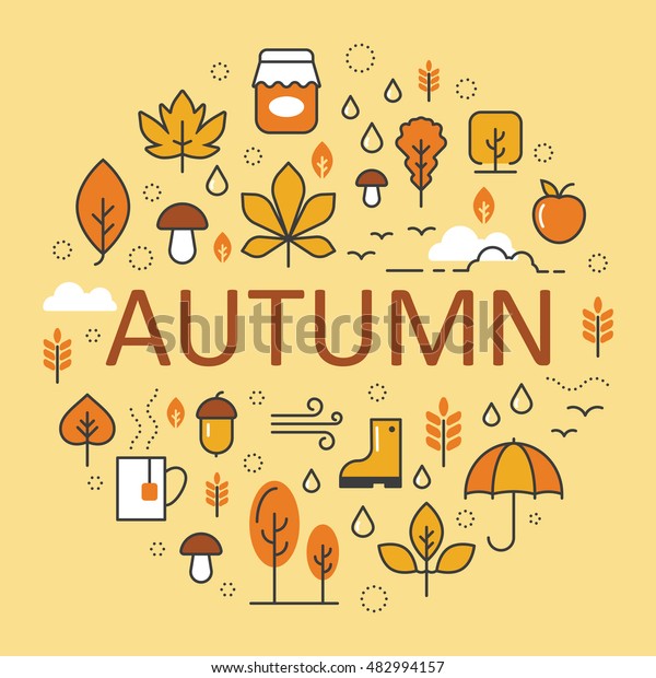 Autumn Line Art Thin Vector Icons: เวกเตอร์สต็อก (ปลอดค่าลิขสิทธิ์ ...