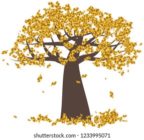 Autumn Oak Tree Vector Illustration Isolated: เวกเตอร์สต็อก (ปลอดค่า ...