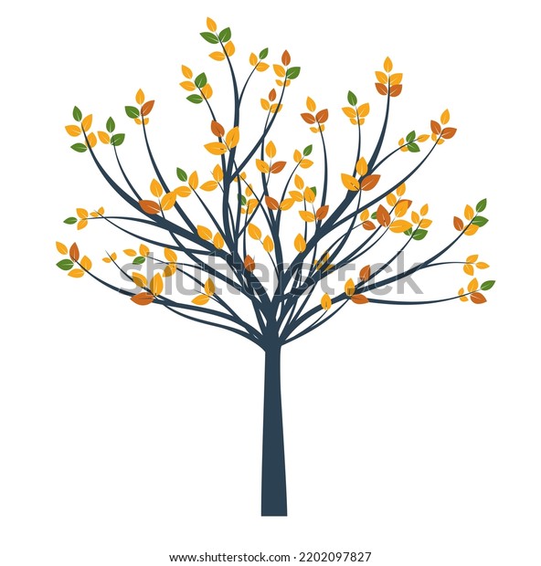 Autumn Tree Colour Leaves Vector Outline Stock Vector (Royalty Free ...