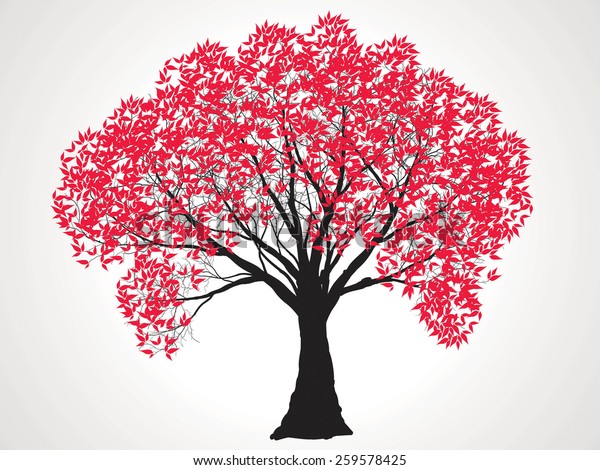 Autumn Tree Red Foliage Isolated Against Stock Vector (Royalty Free ...