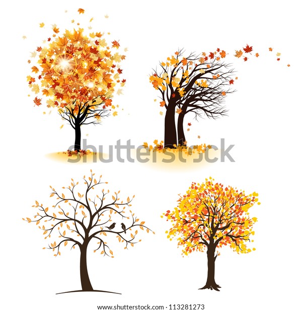 Autumn Tree Set Stock Vector (Royalty Free) 113281273 | Shutterstock