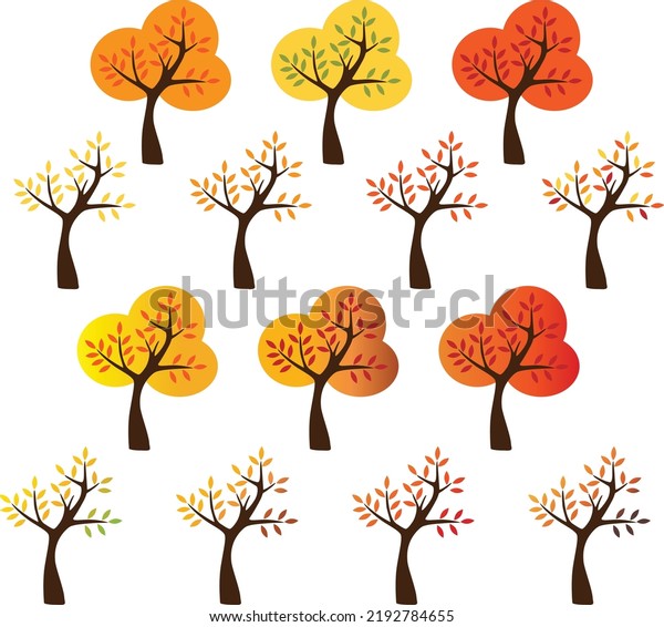 Autumn Tree Vector Clipart Set 库存矢量图（免版税）2192784655 Shutterstock