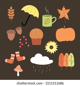 Autumn Vector Set Desain Illustrator Stock Vector (Royalty Free ...