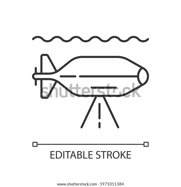 Auv Linear Icon Autonomous Underwater Vehicle Stock Vector (Royalty ...