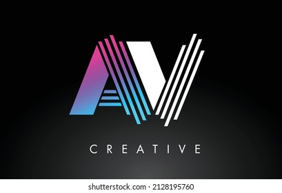 Av White Purple Lines Letter Logo Stock Vector (Royalty Free ...