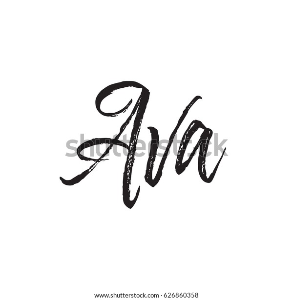 Ava Text Design Vector Calligraphy Typography เวกเตอร์สต็อก ปลอดค่า