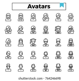 Avatar Outline Icon Set Stock Vector (Royalty Free) 764246698 ...