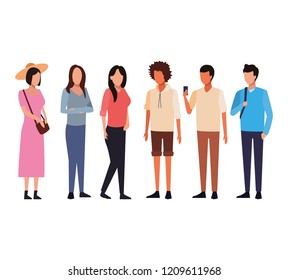 Multicultural People Group Flat Vector Illustration Stock Vector ...