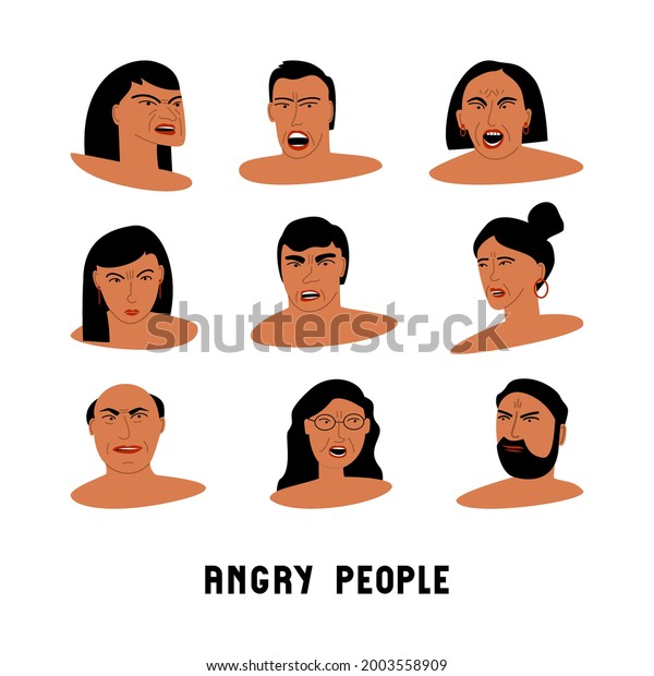 Avatars Angry Characters Faces People Expressing Stock Vector (Royalty ...