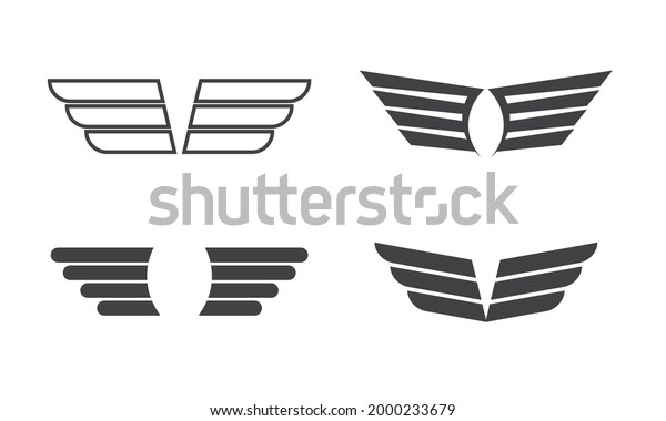 Aviation Wings Set Symbol Flying Symbols Stock Vector (Royalty Free ...