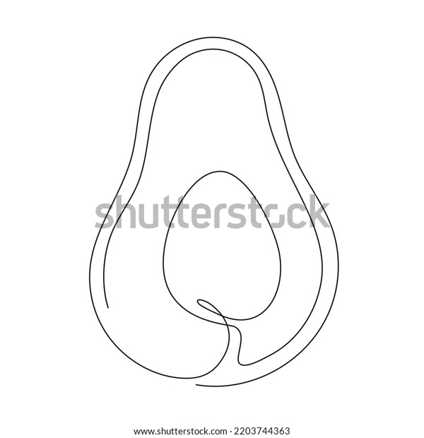 Avocado Continuous One Line Drawing Hand Stock Vector (Royalty Free ...