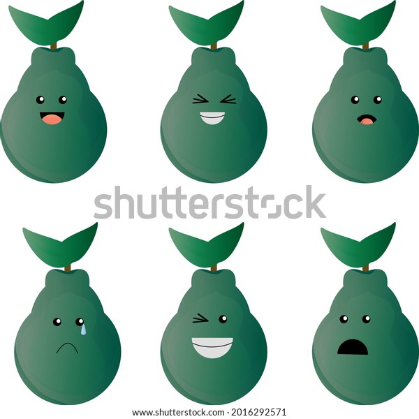 Avocado Expression Smile Cry Whoah Stock Vector (Royalty Free ...