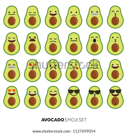 Avocado Fruit Cute Emoji Character Icon Stock Vector (Royalty Free ...