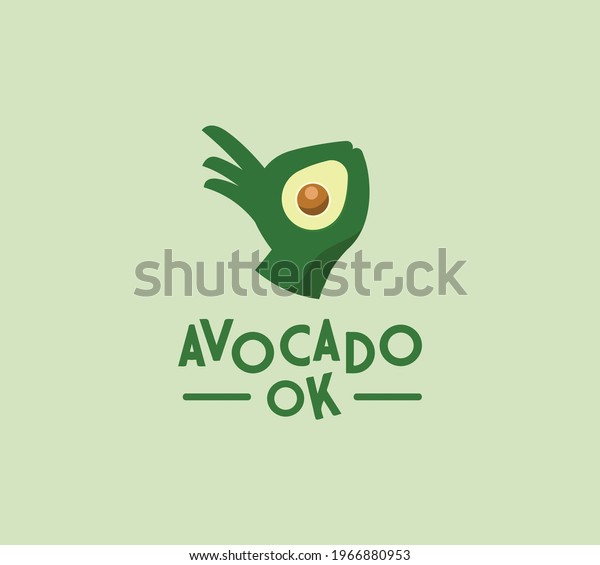 Avocado Okay Hand Sign Creative Logo Stock Vector (Royalty Free ...