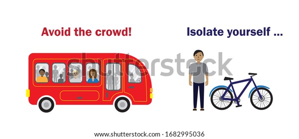 Evite el concepto de transporte público. Autobús de pasajeros atestado ...