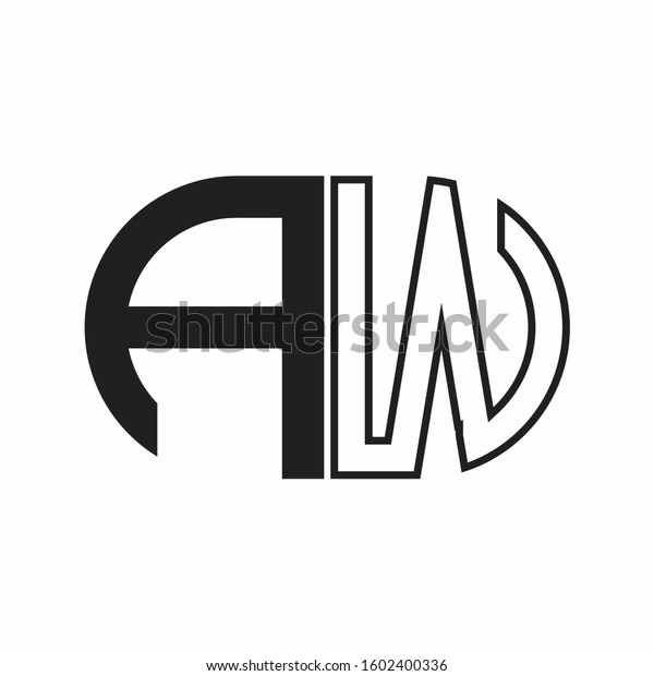 Aw Letter Logo Monogram Oval Shape Stock Vector (Royalty Free) 1602400336