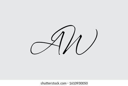 Aw Wa W Cursive Letter Initial: vector de stock (libre de regalías ...