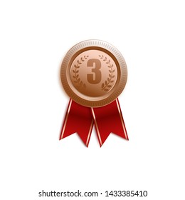 Award Badge Third Place Red Ribbon Stock Vector (Royalty Free ...