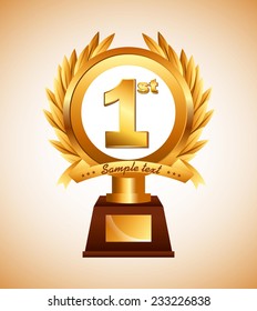 trofeo ganador número uno dorado con: vector de stock (libre de ...