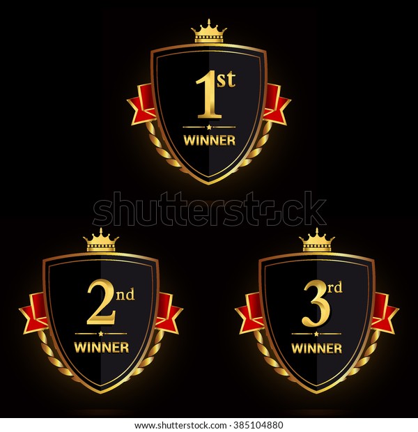 Award Golden Label First Second Third Stock Vector (Royalty Free ...