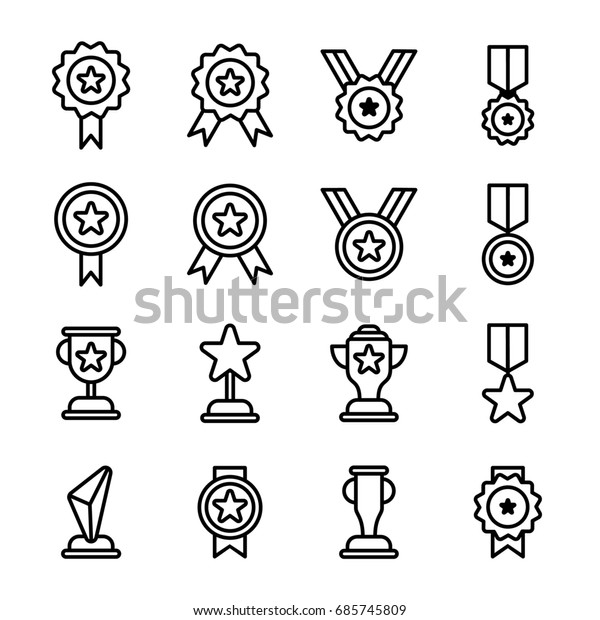 Award Icons Outline Stock Vector (Royalty Free) 685745809 | Shutterstock