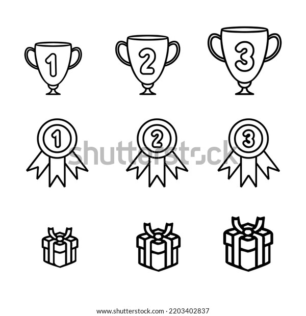Award Prize Line Icon Set Stock Vector (Royalty Free) 2203402837 ...