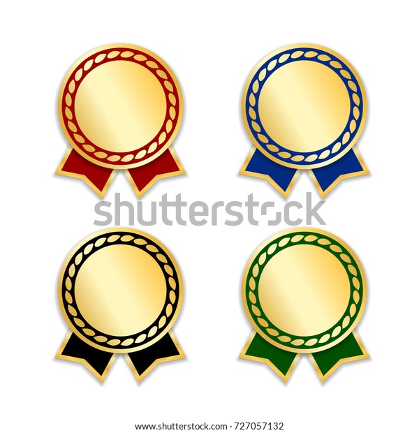 Award Ribbons Isolated Set Gold Red Stock Vector (Royalty Free ...