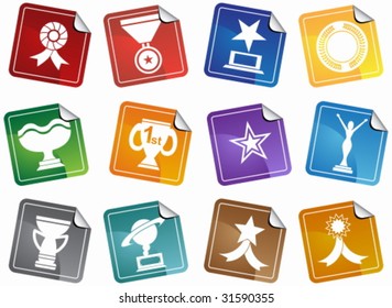 Award Sticker Icon Set Group Trophies Stock Vector (Royalty Free ...