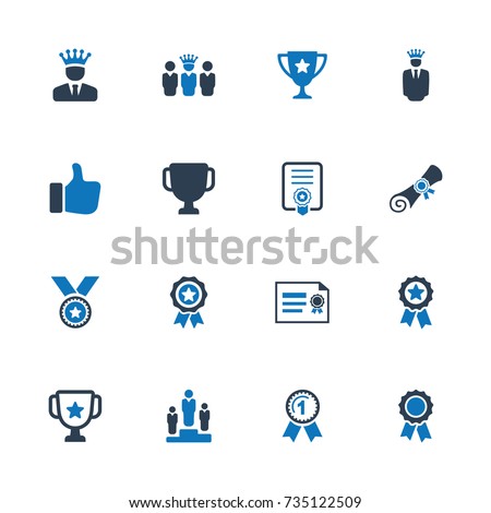 Awards Achievements Icons Blue Version Stock Vector (Royalty Free ...