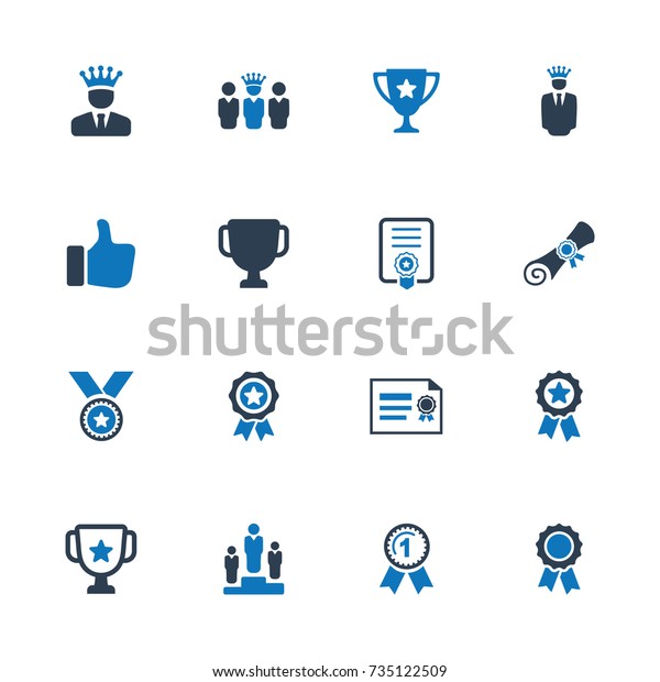 Awards Achievements Icons Blue Version Stock Vector (Royalty Free ...