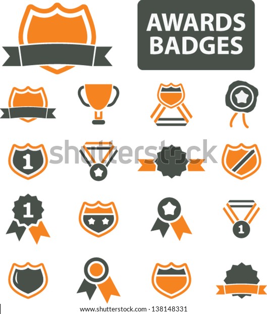 Awards Badges Trophy Labels Achievement Victory Stock Vector (Royalty ...
