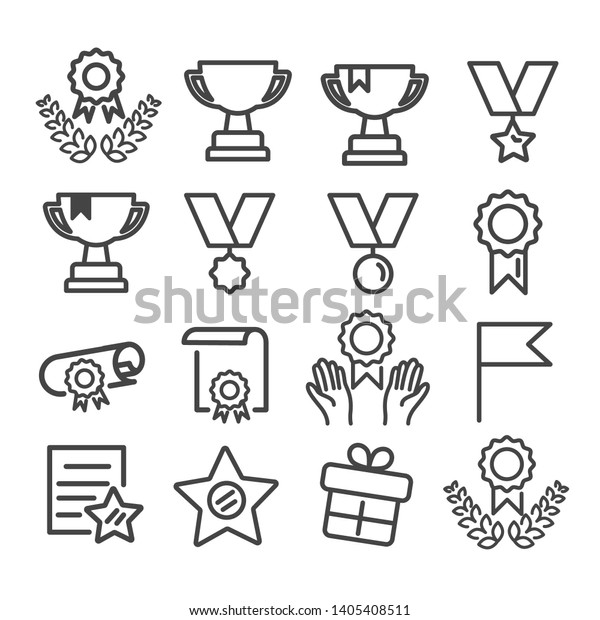Awards Icons Set Isolated Modern Outline Stock Vector (Royalty Free ...