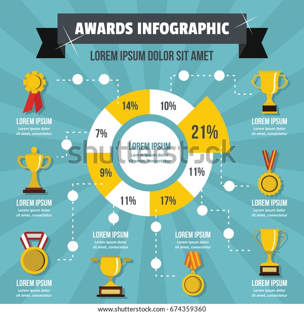 Awards Infographic Banner Concept Flat Illustration Stock Vector ...