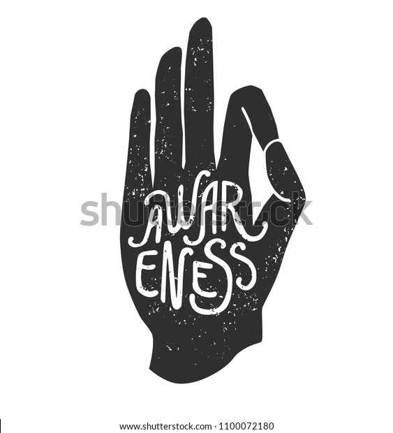 Awareness Vector Illustration Hand Meditating Pose Stock Vector ...