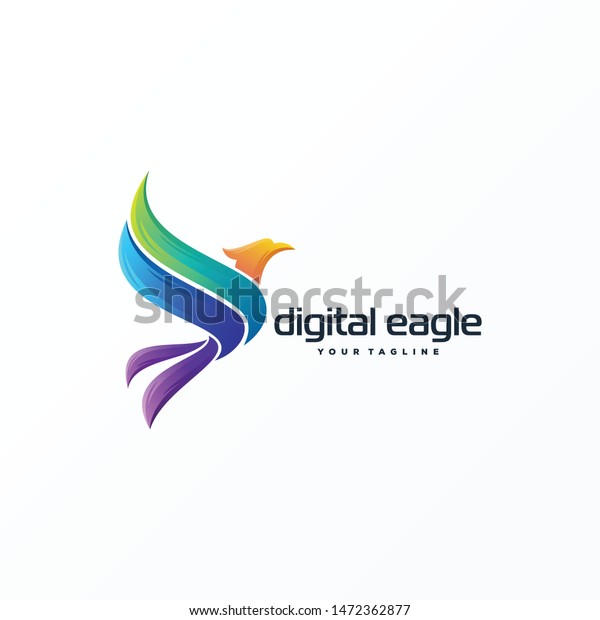 Awesome Digital Eagle Logo Design Stock Vector (Royalty Free) 1472362877