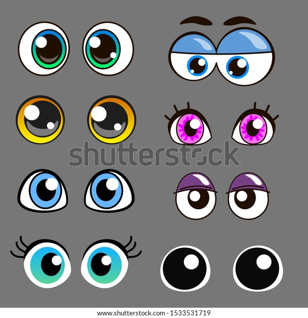 Awesome Set Vector Cartoon Beautiful Eyes Stock Vector (Royalty Free ...